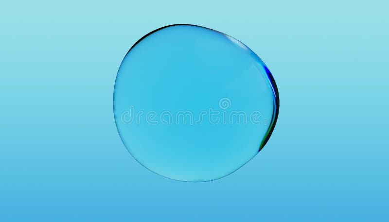 Abstract Water Bubble on Blue Background. Blue Distorted Droplet ...