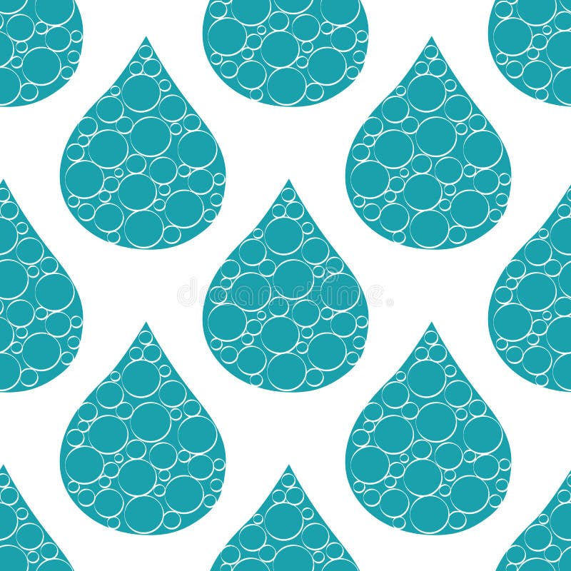 Abstract Water Drop and Bubble Vector Seamless Pattern Background. Aqua ...