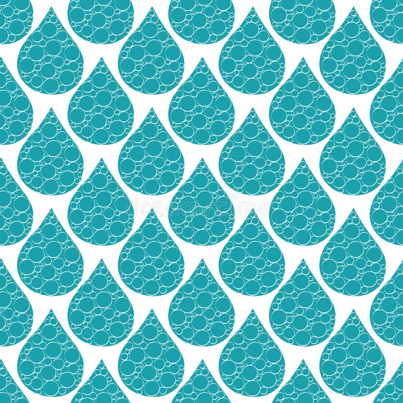 Abstract Water Drop and Bubble Vector Seamless Pattern Background. Aqua ...