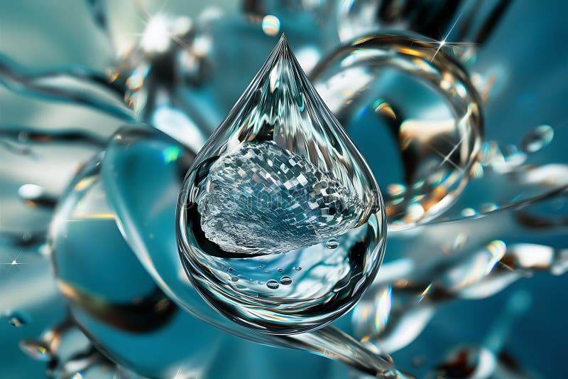 Abstract Water Drop Crystallized Structure Teal Background Image Stock ...