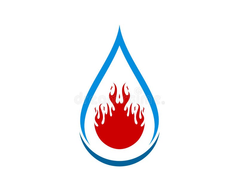 Abstract Water Drop with Fire Flames Inside Stock Illustration ...