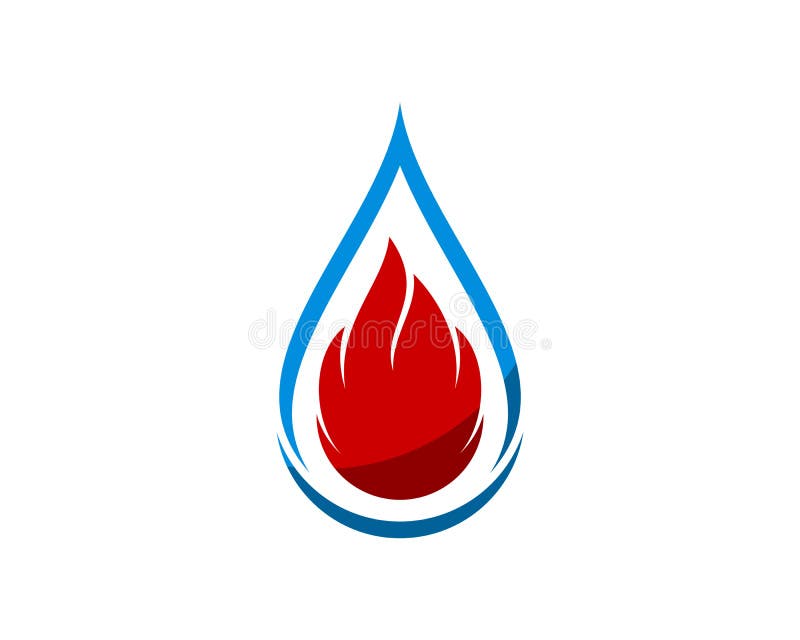 Abstract Water Drop with Fire Flames Inside Stock Illustration ...