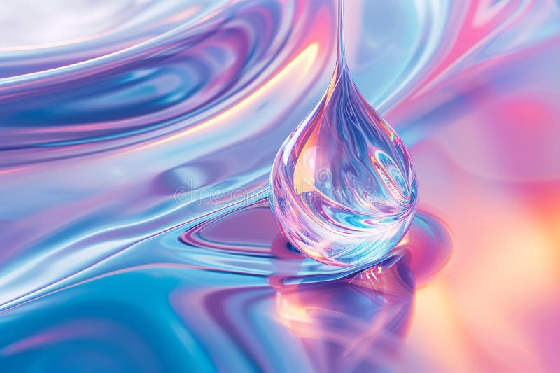 Abstract Water Drop Illuminated by Neon Lights, Freeze Motion Stock ...