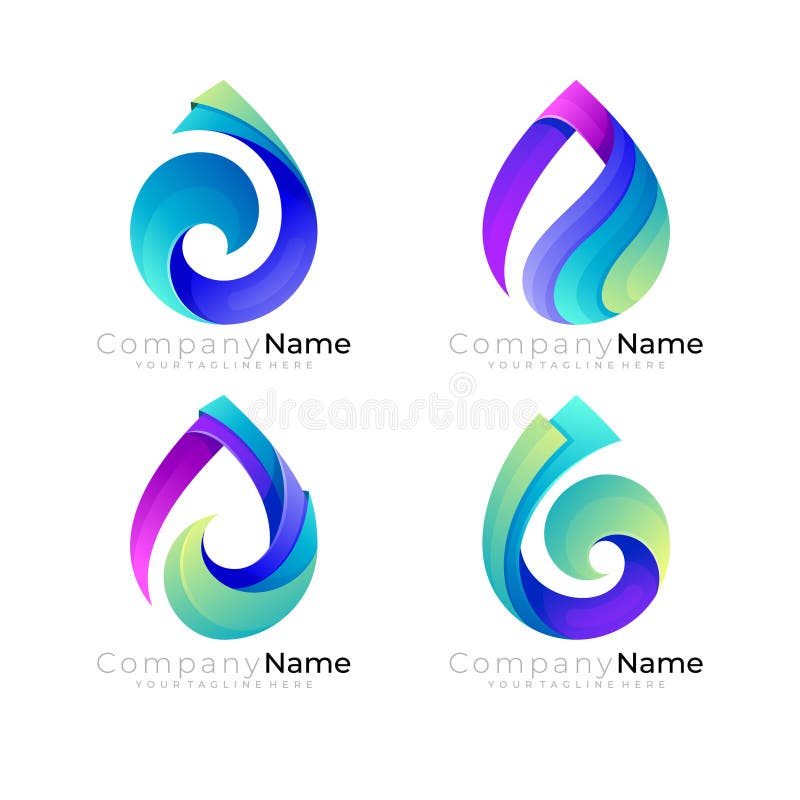Abstract Water Drop Logo with Blue Color, Drop Icon Stock Vector ...