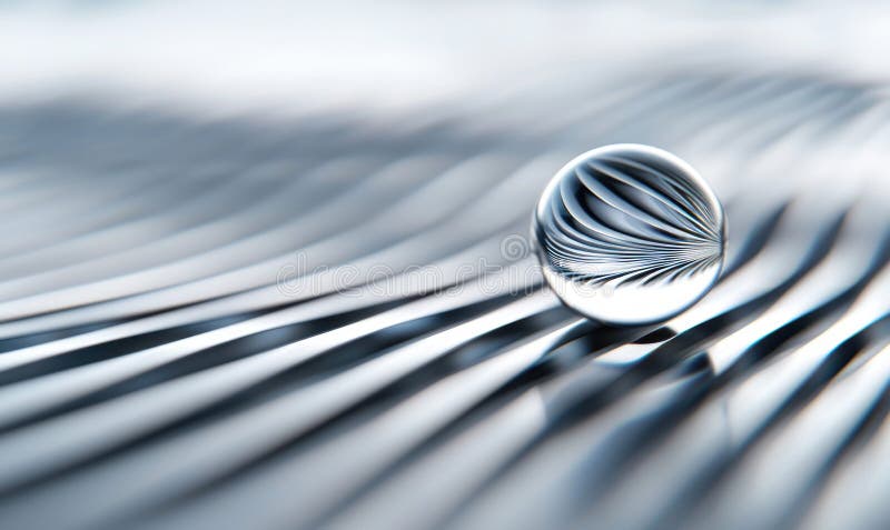 Abstract Water Drop Reflects Metal Pattern, Creating an Optical ...