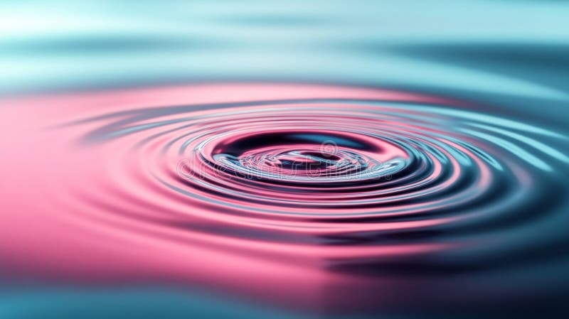 Abstract Water Droplet Ripples: Pink and Blue Hues Stock Illustration ...