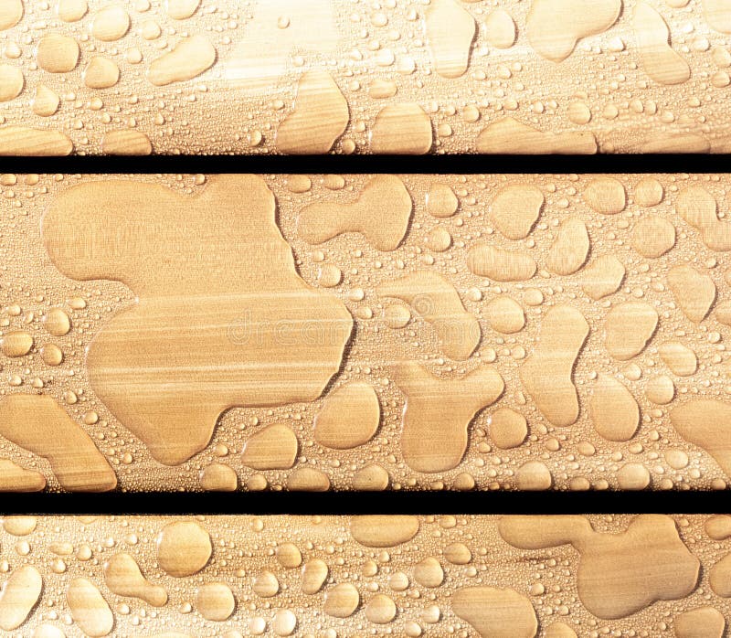 Abstract of Water Droplets Beading on Natural Wood Stock Image - Image ...