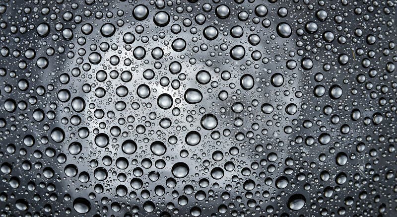 Abstract Water Droplets on Dark Surface, Close-up Macro Photography ...