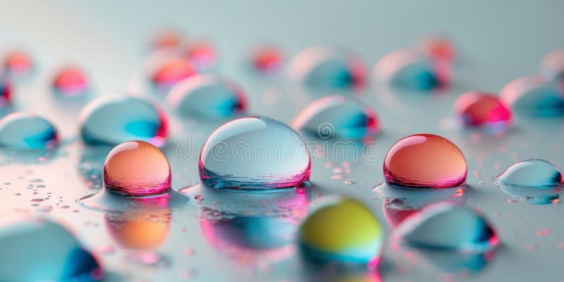 Abstract Water Droplets on Glass with Vibrant Colors Stock Photo ...