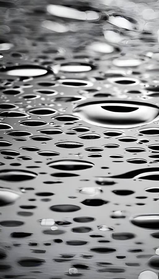 Abstract Water Droplets on a Smooth Surface in Grayscale. Stock ...