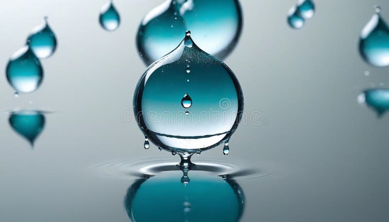 Abstract Water Drops Background with Flowing Big Drop Stock ...