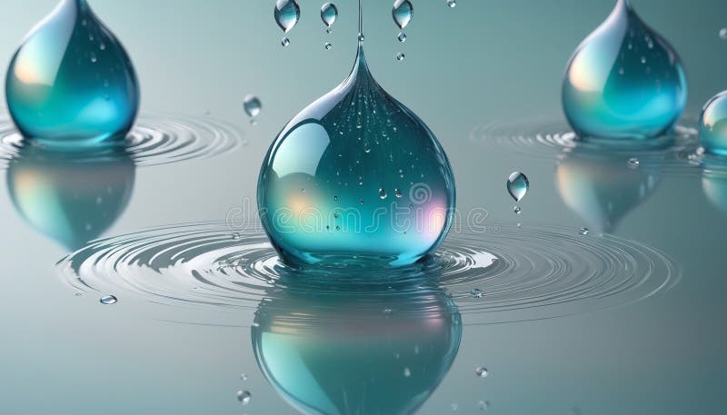 Abstract Water Drops Background with Flowing Big Drop Stock ...