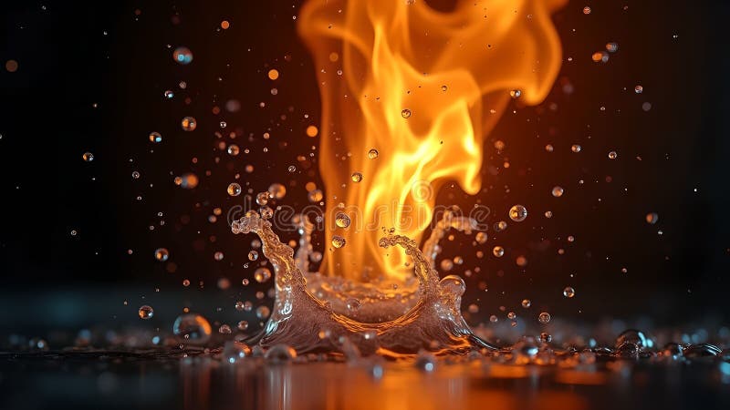 Abstract Water and Fire Collision Photography Stock Illustration ...