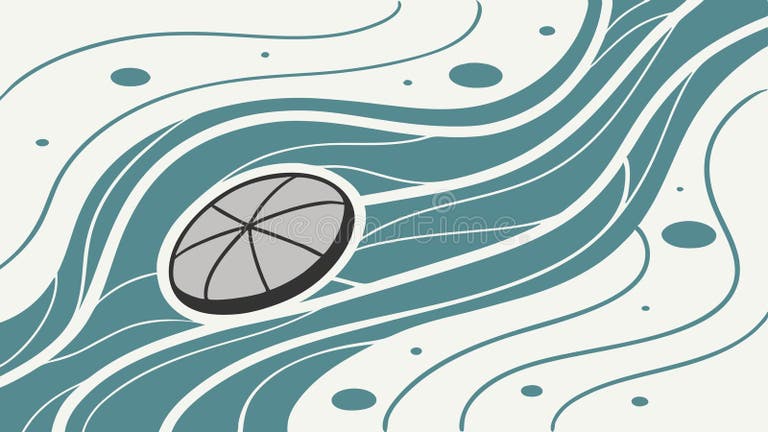 Abstract Water Flow with Circular Object, Fluid Dynamics, Vector Design ...
