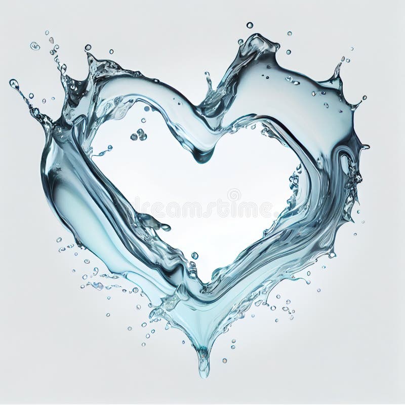 Abstract Water Heart Design Element, Water Flowing and Splashing in ...