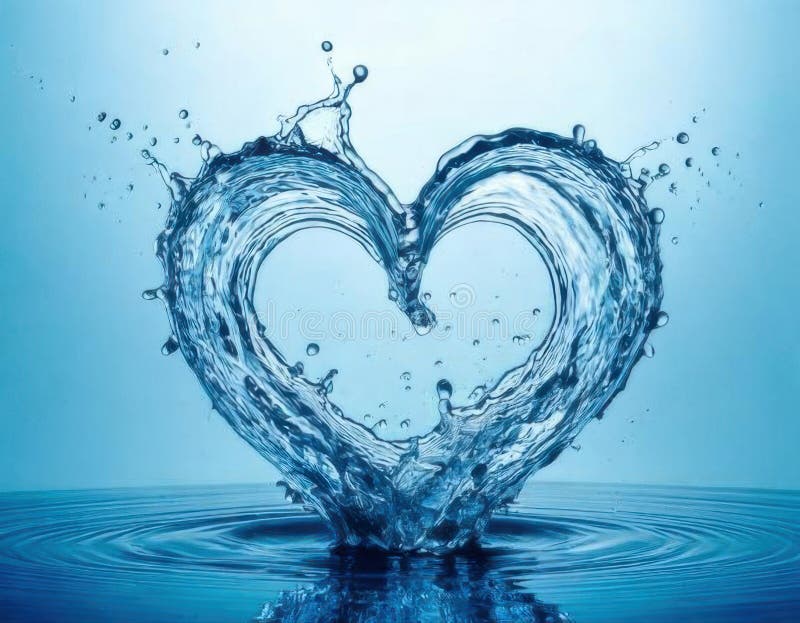 Abstract Water Heart â€ Dynamic Water Splash Art Stock Illustration ...