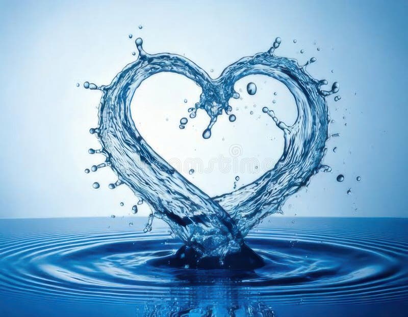Abstract Water Heart â€ Dynamic Water Splash Art Stock Illustration ...