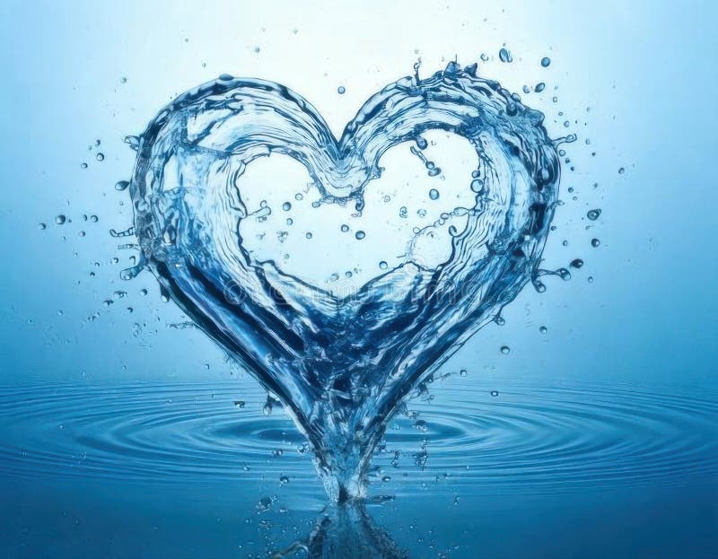 Abstract Water Heart â€ Dynamic Water Splash Art Stock Illustration ...