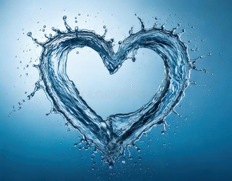 Abstract Water Heart â€ Dynamic Water Splash Art Stock Illustration ...