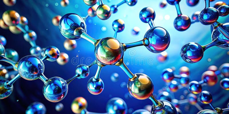 Abstract Water Molecule Illustration Stunning Blue Background Design ...