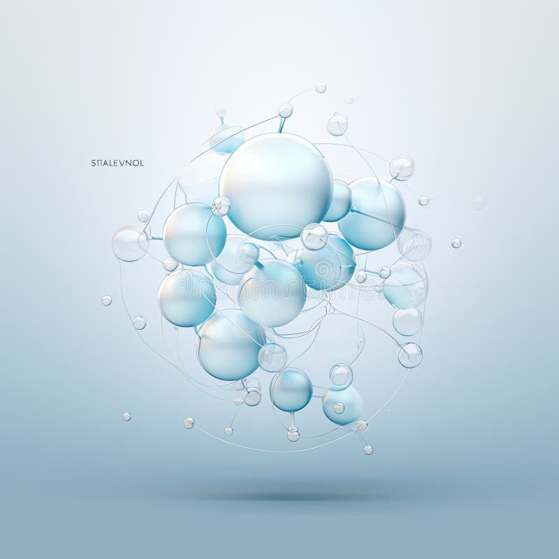 Abstract Water Molecules Design. Atoms. Science or Medical Background ...