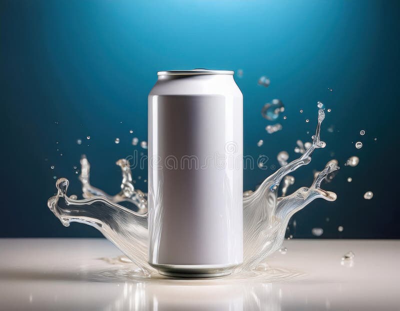 Abstract Water Motion Creating Geometric Shapes Around a Soda Can Stock ...