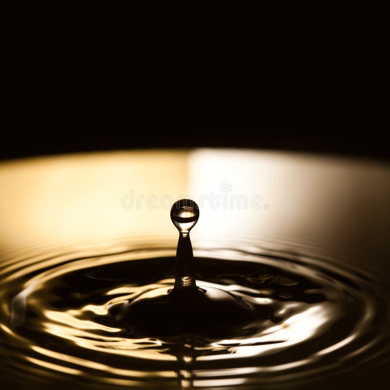 Abstract Water Object. Falling Waterdrop and Rings. Darkness, Light ...