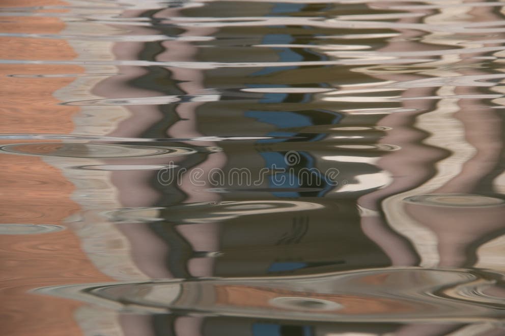 Abstract Water Reflection with Wavy Distorted Patterns of Buildings and ...