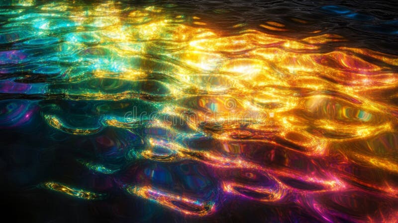 Abstract Water Reflections: Iridescent Colors and Shimmering Texture ...