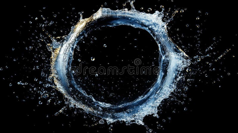 Abstract Water Ring Splash on Black Background Stock Illustration ...