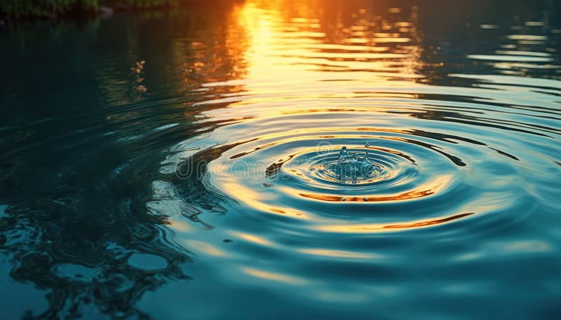 Abstract Water Ripple Pattern with Golden Reflections. Surface Texture ...