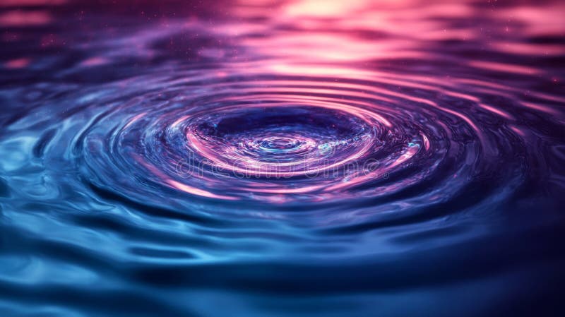 Abstract Water Ripples with Pink and Blue Glow Stock Illustration ...