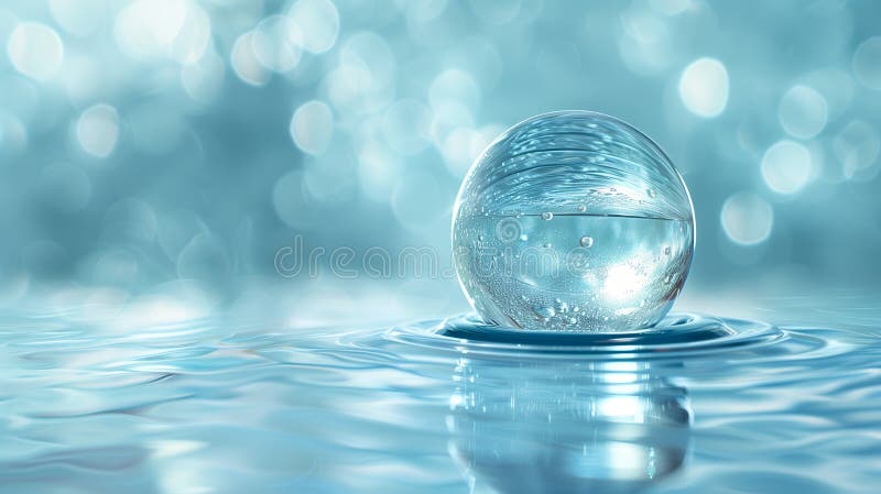 Abstract Water Sphere Floating Above Surface Stock Illustration ...