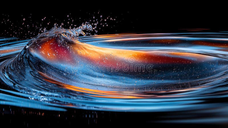 Abstract Water Splash with Colorful Glow and Particles Stock ...