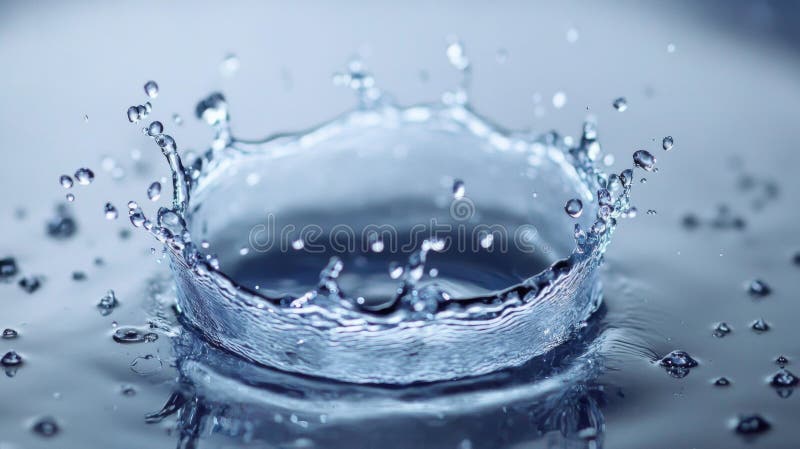 Abstract Water Splash Crown with Dynamic Ripples and Macro Details on a ...