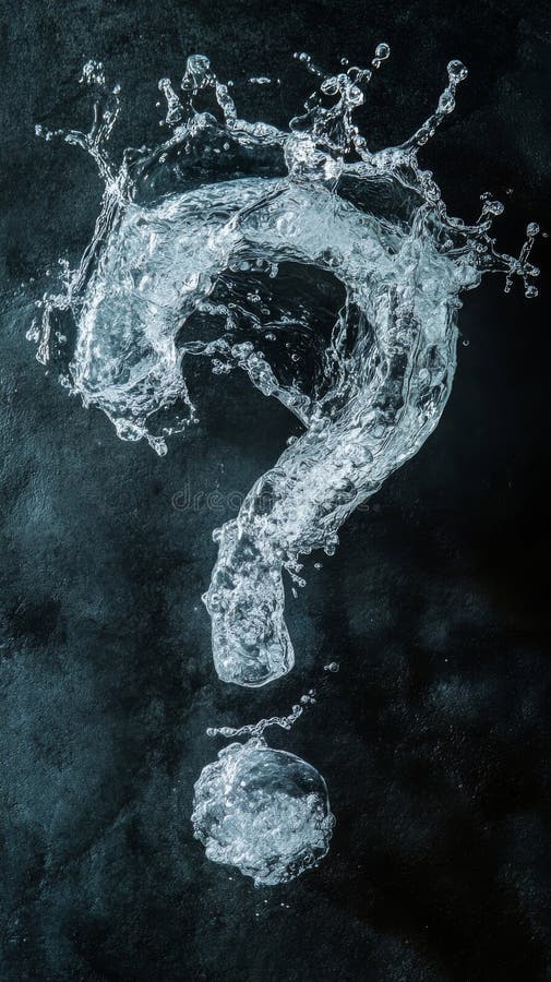 Water Splash Question Mark on Textured Dark Background Stock Photo ...