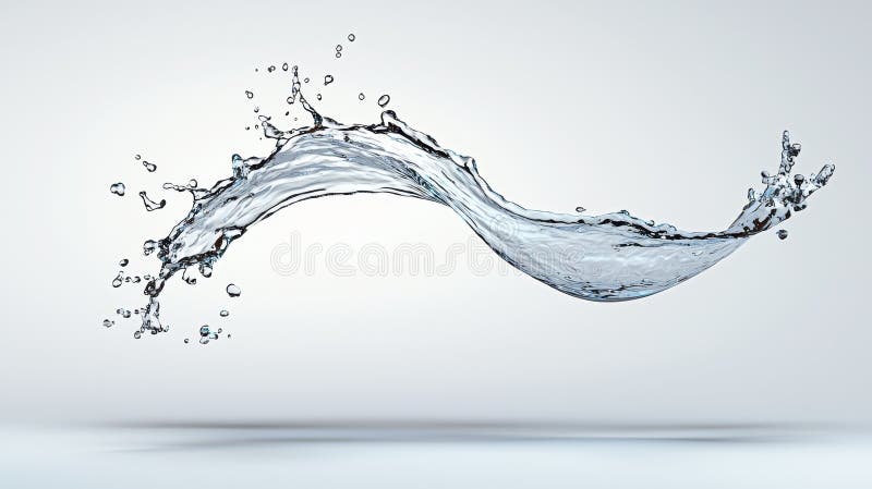 Abstract Water Splash Translucent Blue and Gray Curve on Light Gray ...