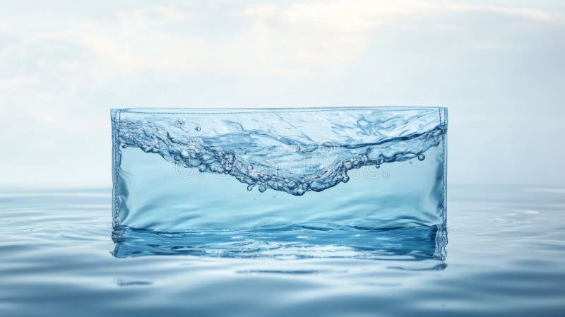 Abstract Water Splash in Transparent Glass Rectangular Shape Stock ...