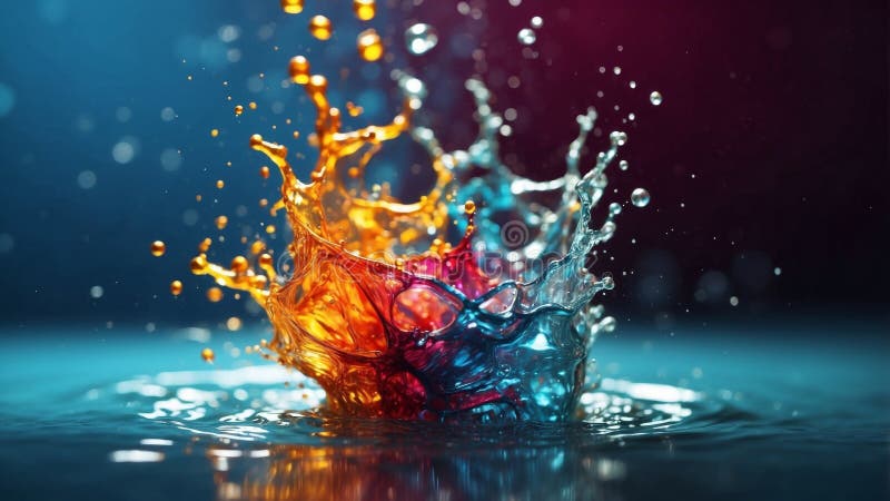 Abstract Water Splash with Vibrant Colors. Stock Image - Image of ...