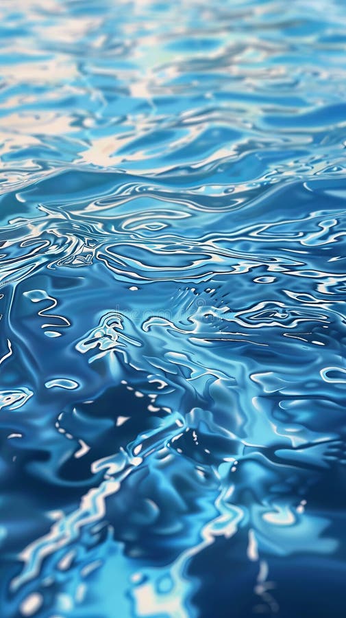 Abstract Water Surface with Blue Reflections, Close-up. Natural ...