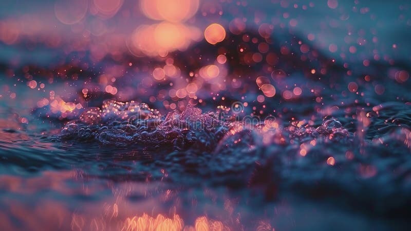 Abstract Water Surface with Bokeh Lights, Waves and Reflections Stock ...