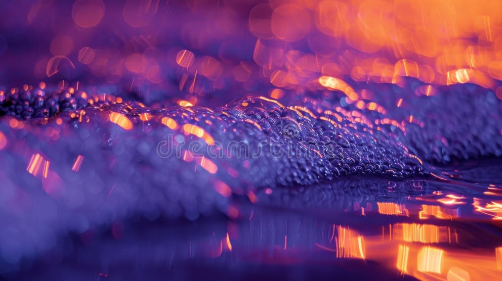 Abstract Water Surface with Colorful Reflections and Bubbles, Neon ...