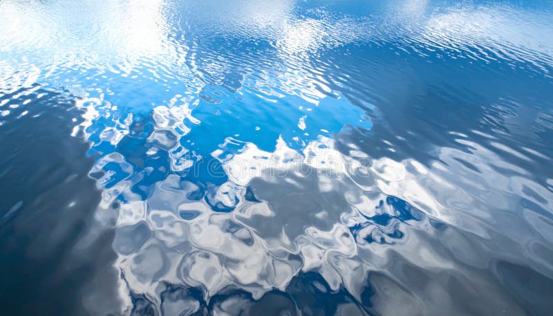 Abstract Water Surface Reflecting Sky in Shades of Blue and White in ...