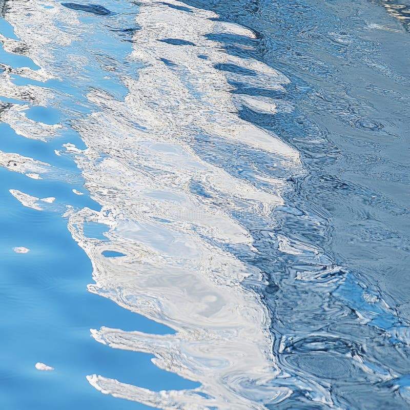 Abstract Water Surface with Ripples and Blue Sky Background. Vector ...