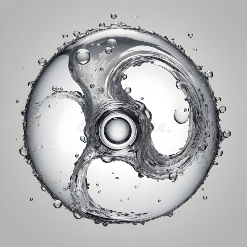 Abstract Water Swirl with Bubbles on a Gray Background, Splash Isolated ...