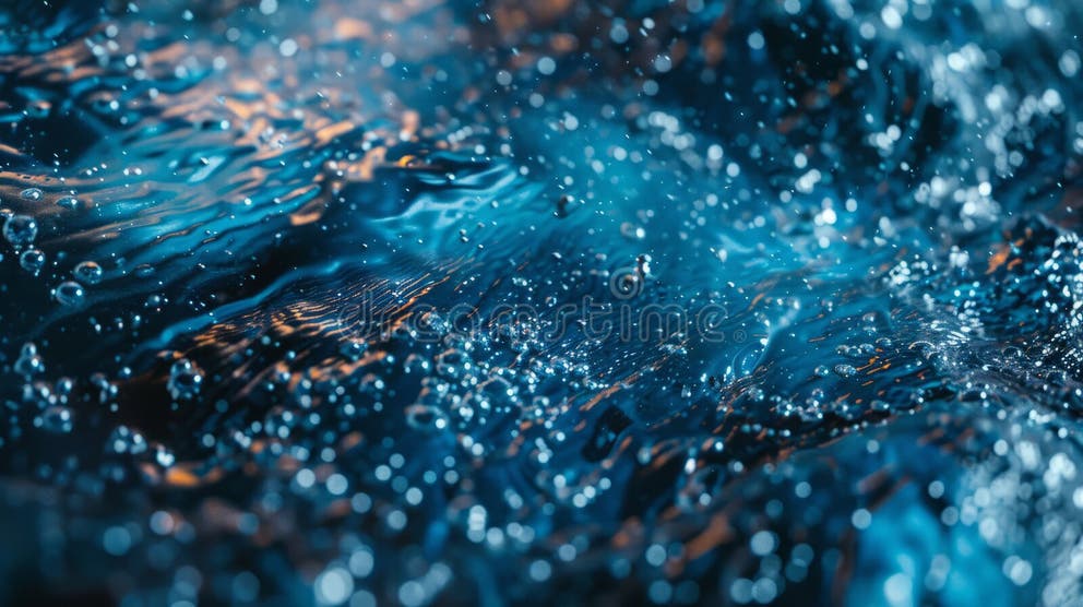 Abstract Water Texture: Bubbles and Waves in Motion. Liquid Background ...