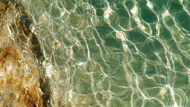 Abstract Water Texture: Green and Brown Ripples with Sunlight ...