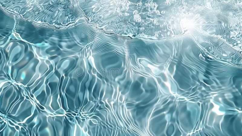 Abstract Water Texture with Light Reflecting Off the Surface. Blue and ...