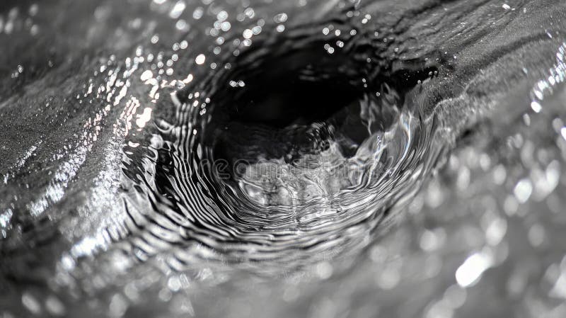 Abstract Water Vortex Close-up in Monochrome Stock Illustration ...