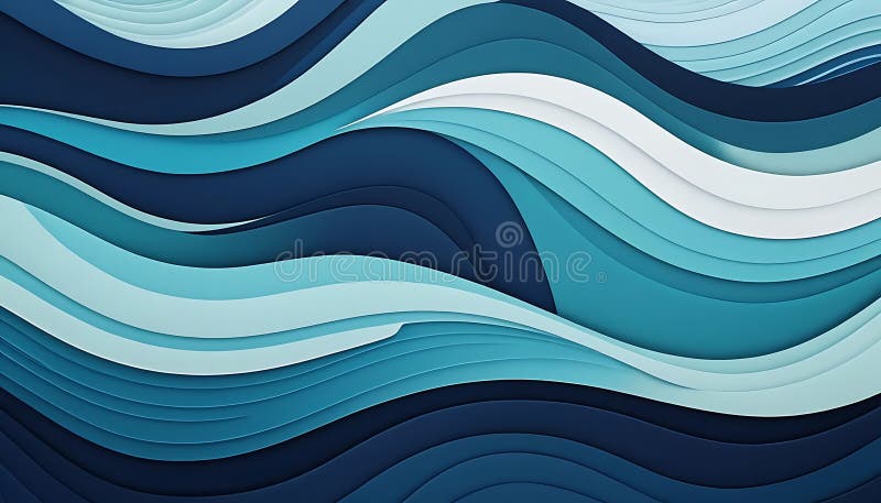 Abstract Water Wave Pattern in Layered Shades of Blue Colors Stock ...